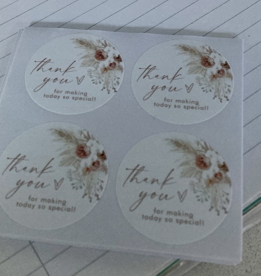 4 Thank You Stickers for Wedding Birthday Party Sticker Label Gift Box ...