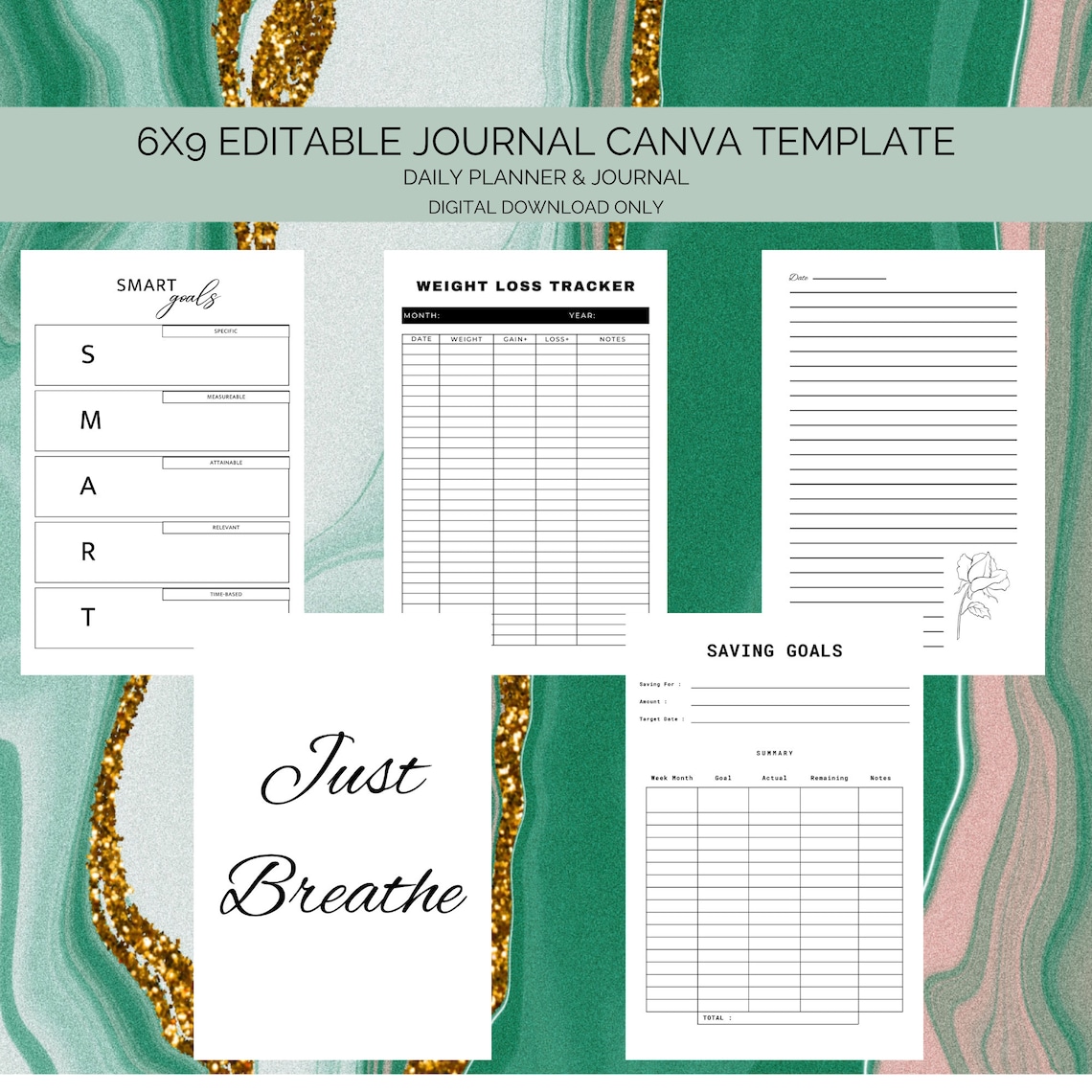 Canva Journal Template Commercial and Personal Use Printable - Etsy