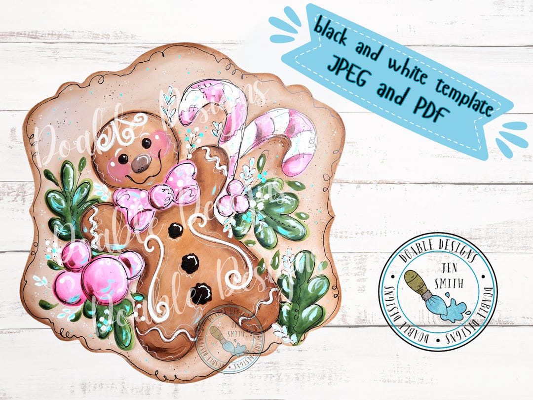 Gingerbread Doorhanger Template, Gingerbread Paint Pattern, Gingerbread ...