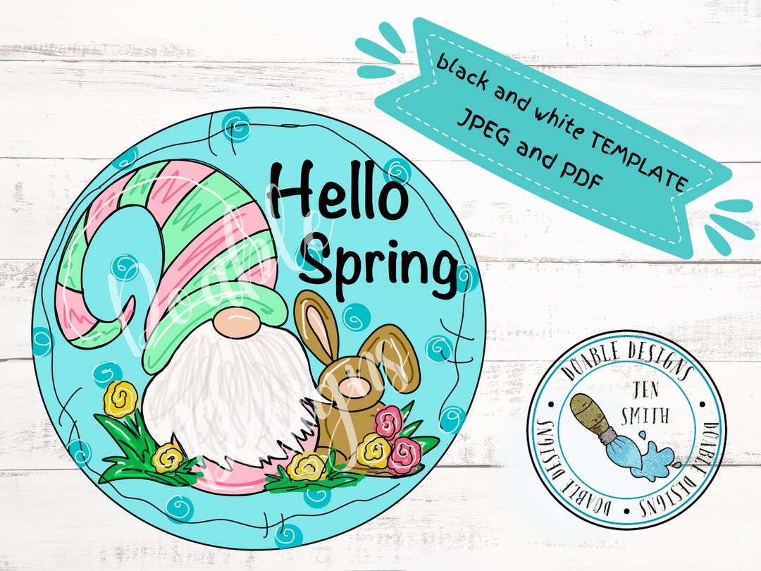 Spring TEMPLATE, Doorhanger Template, Doorhanger Pattern, Gnome ...