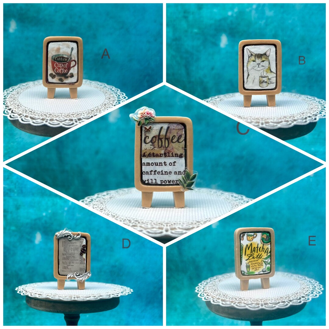 Miniature Coffee Stand Miniature Sign Stand Coffee Shop Dollhouse ...