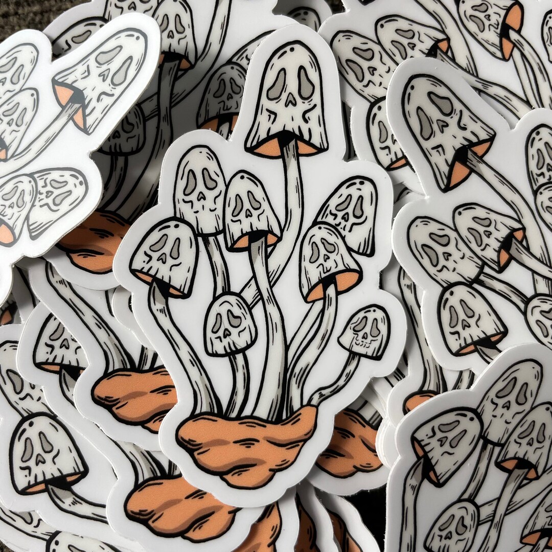 Skull Cluster Mushroom Vinyl Sticker - Etsy