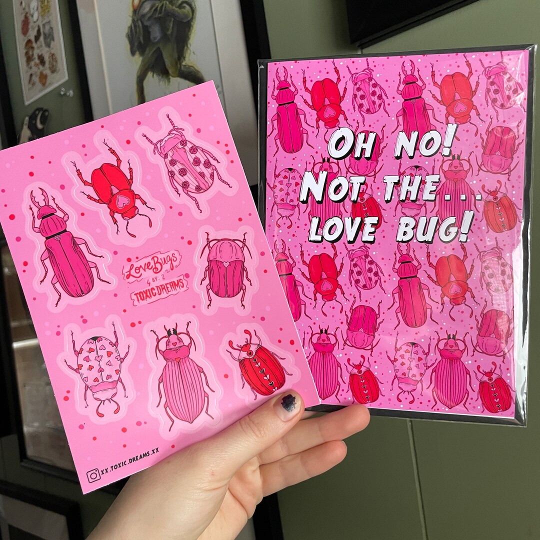 Love Bug Card and Sticker Sheet Bundle - Etsy