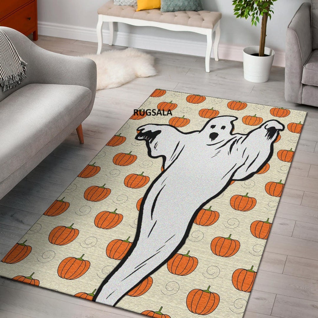 Halloween Area Rug Ghost Artwork Pumpkin Spiral Patterns - Etsy