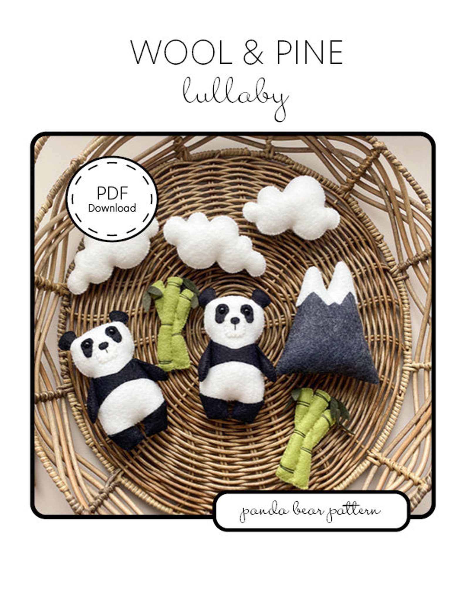 Panda Bear Sewing Pattern Felt Baby Mobile Panda Baby Gift | Etsy