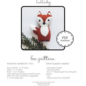 Fox Pattern PDF/ Felt Fox/ Sewing Pattern/ Instant Download/ Fox ...