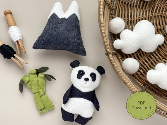 Panda Bear Sewing Pattern Felt Baby Mobile Panda Baby Gift | Etsy