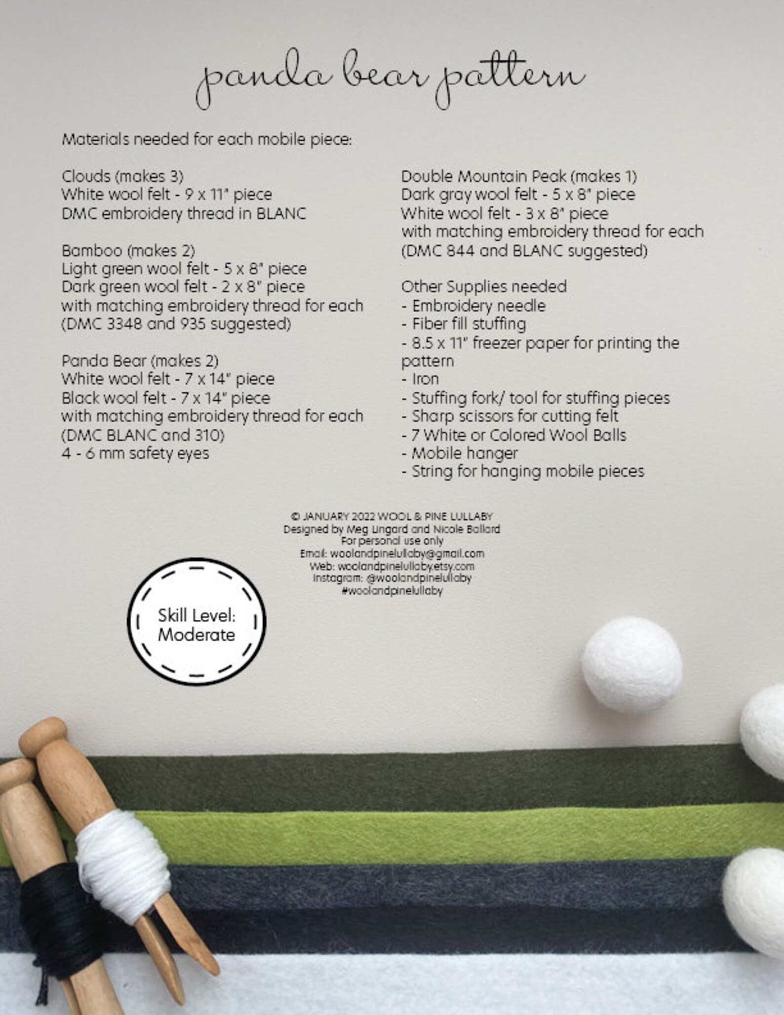 Panda Bear Sewing Pattern | Felt Baby Mobile | Panda Baby Gift ...