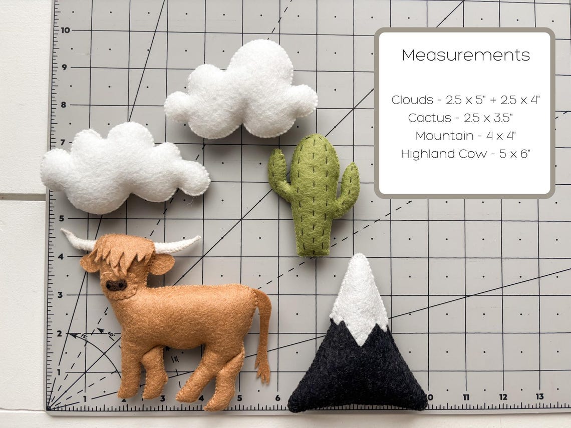 Highland Cow Felt Sewing Pattern | Felt Highland Cow | Felt Cactus ...