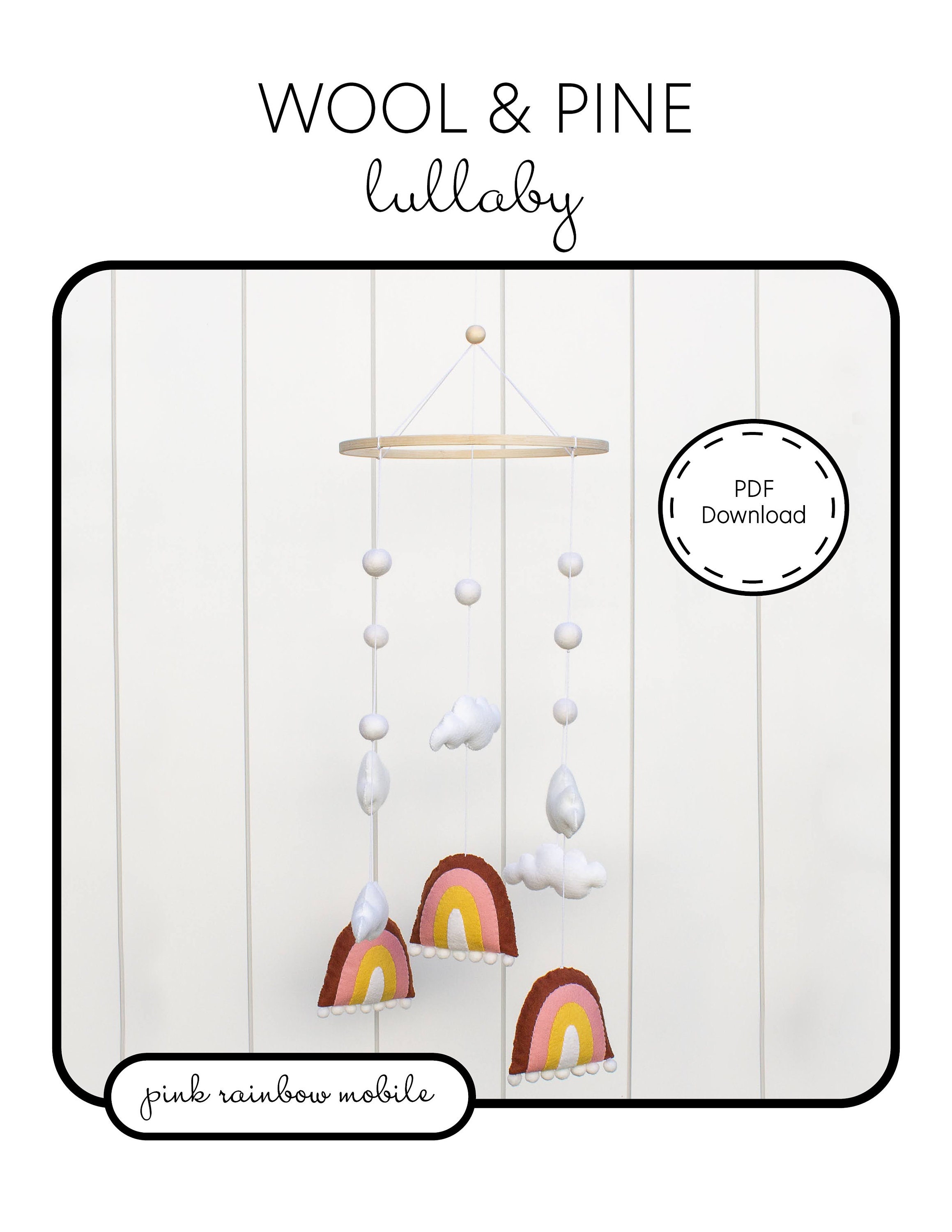 Pink Rainbow Mobile PDF Pattern/ Baby Mobile/ Felt Pattern/ Nature ...