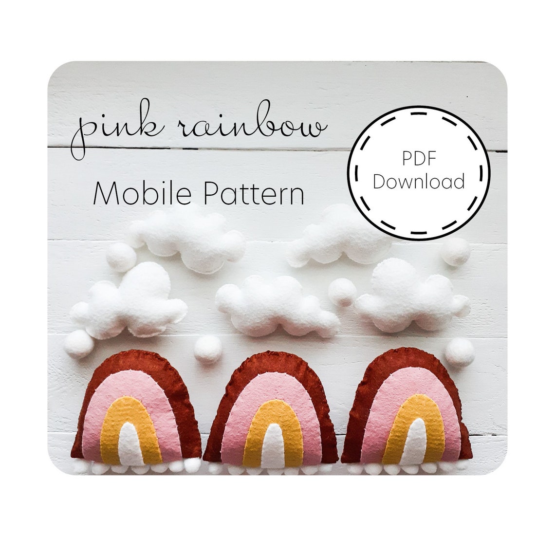 Pink Rainbow Mobile PDF Pattern/ Baby Mobile/ Felt Pattern/ Nature ...