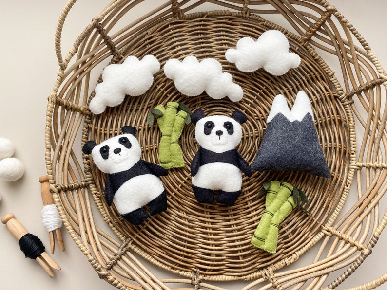 Panda Bear Sewing Pattern Felt Baby Mobile Panda Baby Gift | Etsy