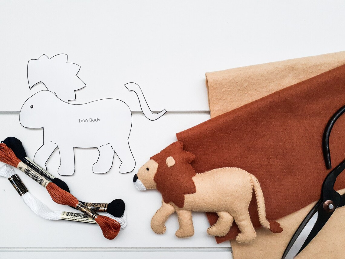 Lion Pattern PDF/ Felt Lion/ Sewing Pattern/ Instant Download/ - Etsy