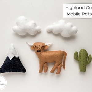 Highland Cow Felt Sewing Pattern | Felt Highland Cow | Felt Cactus ...