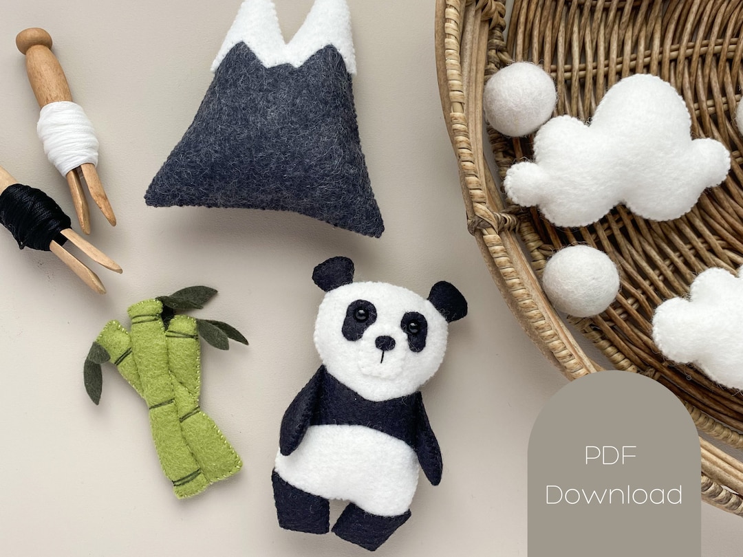 Panda Bear Sewing Pattern | Felt Baby Mobile | Panda Baby Gift ...
