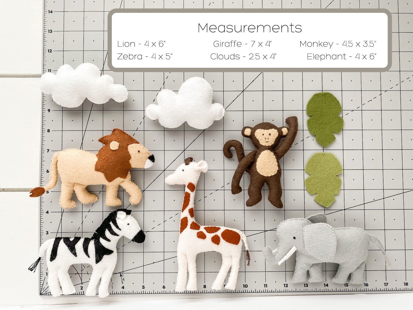 Safari Animal Felt Sewing Pattern / PDF Download / Safari Baby Mobile ...