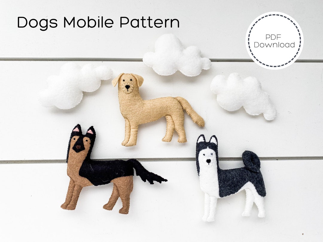 Felt Dogs Pattern | Baby Mobile PDF Sewing Pattern | Dog Sewing ...