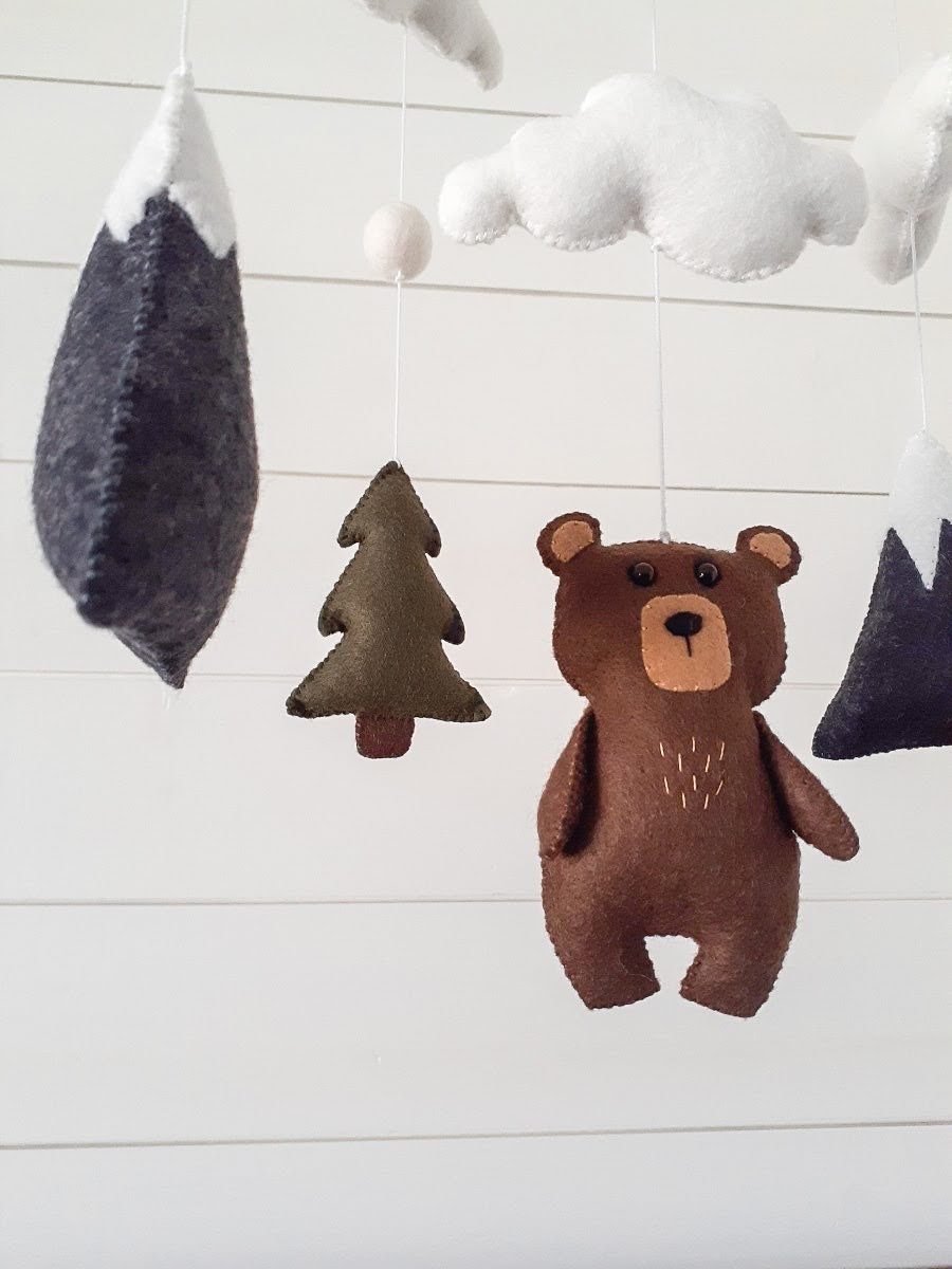 Bear and Mountains Mobile Kit / Baby mobile / Felt sewing kit | Etsy
