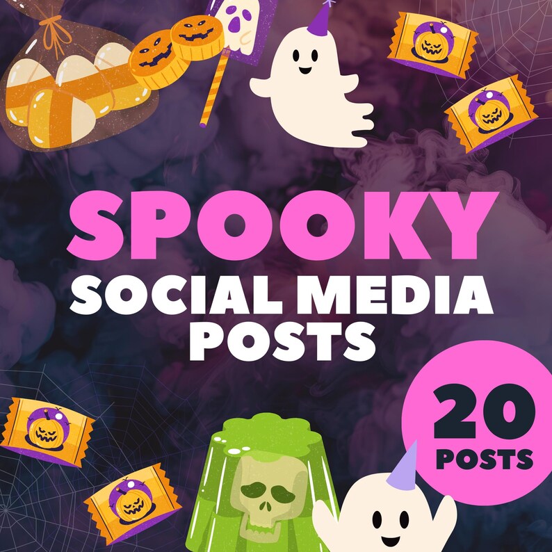 Halloween Social Media Bundle, 20 Spooky Templates for Engaging Posts ...