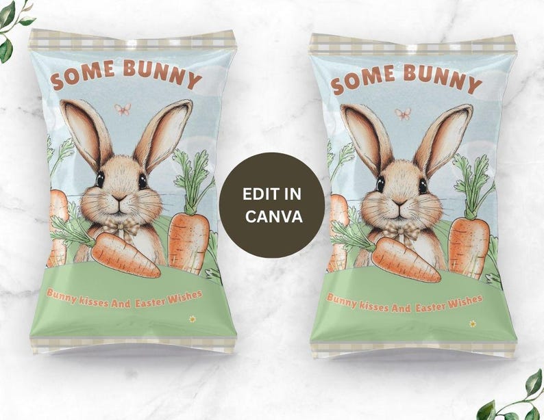 Easter Bunny Chip Bag Crimp Template: DIY Party Favors (digital ...
