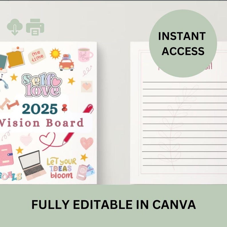 Canva Vision Board Template Digital Dream Board Editable Goals Board ...