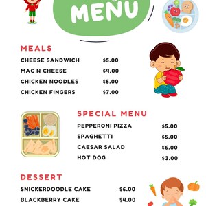 Editable Daycare Weekly Menu: Preschool Meal Planner (printable ...