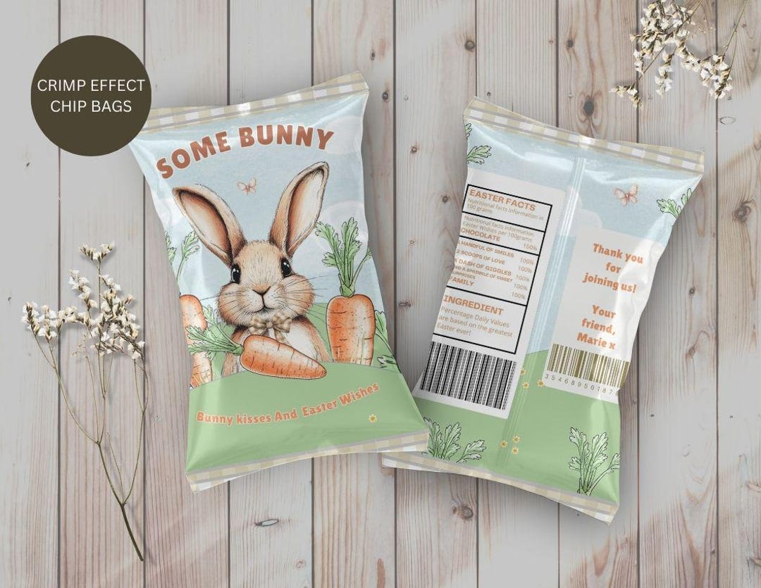 Easter Bunny Chip Bag Crimp Template: DIY Party Favors (digital ...