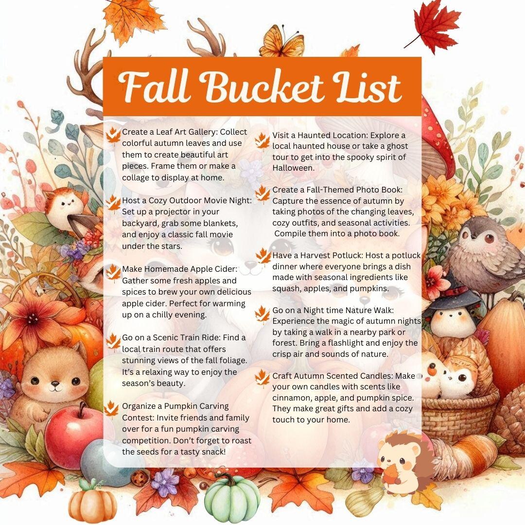 Fall Bucket List Planner, Autumn Activities Printable Guide, Family Fun ...