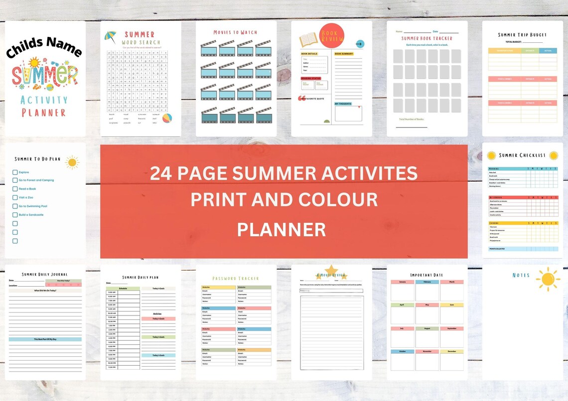 Kids Summer Activity Planner 2024: Fun Templates, Reading Challenge ...
