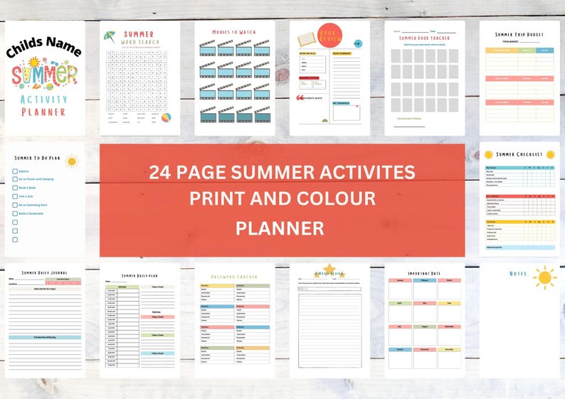 Kids Summer Activity Planner 2024: Fun Templates, Reading Challenge ...