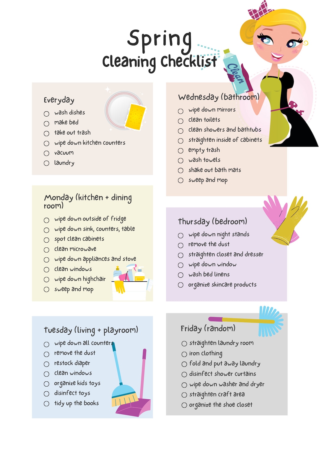 Spring Cleaning Flyers Templates | Editable Checklist for House ...
