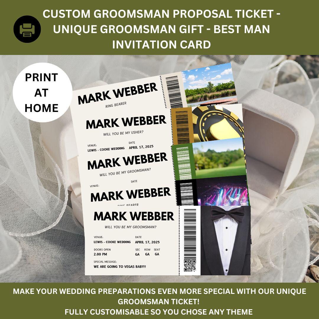 Custom Groomsman Proposal Ticket: Unique Invitation Card (canva) - Etsy