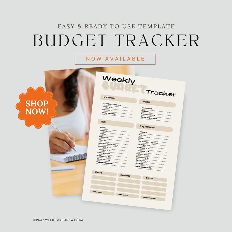 Weekly Budget Tracker Printable: Financial Overview Template (PDF) - Etsy