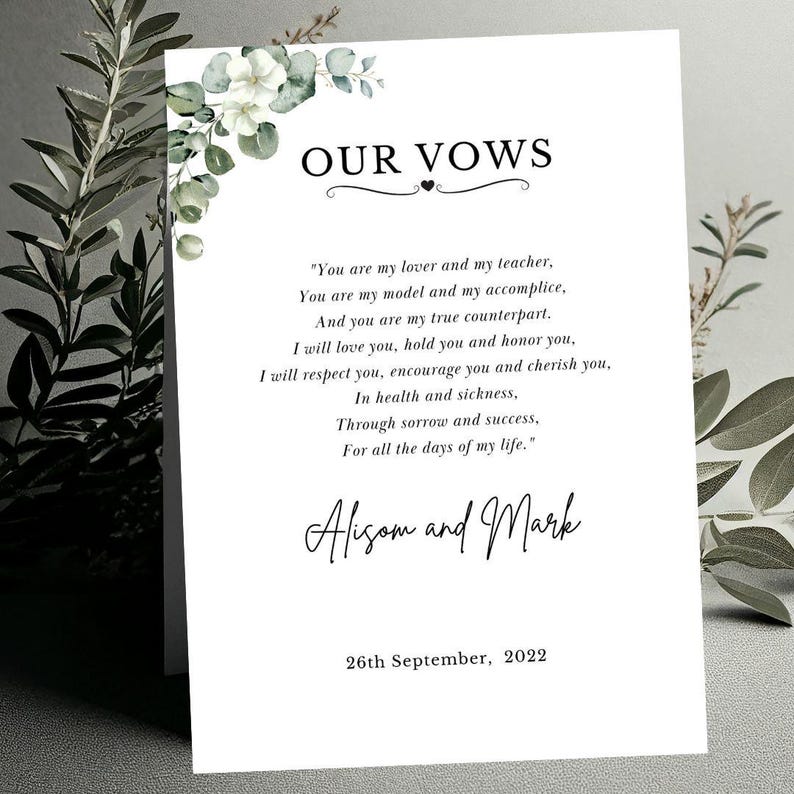 Wedding Vow Print Booklet, Customizable Minimalist Vow Book, Editable ...