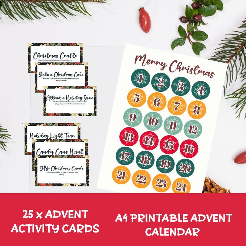 Printable Advent Calendar for Children - Christmas Activities, Advent ...