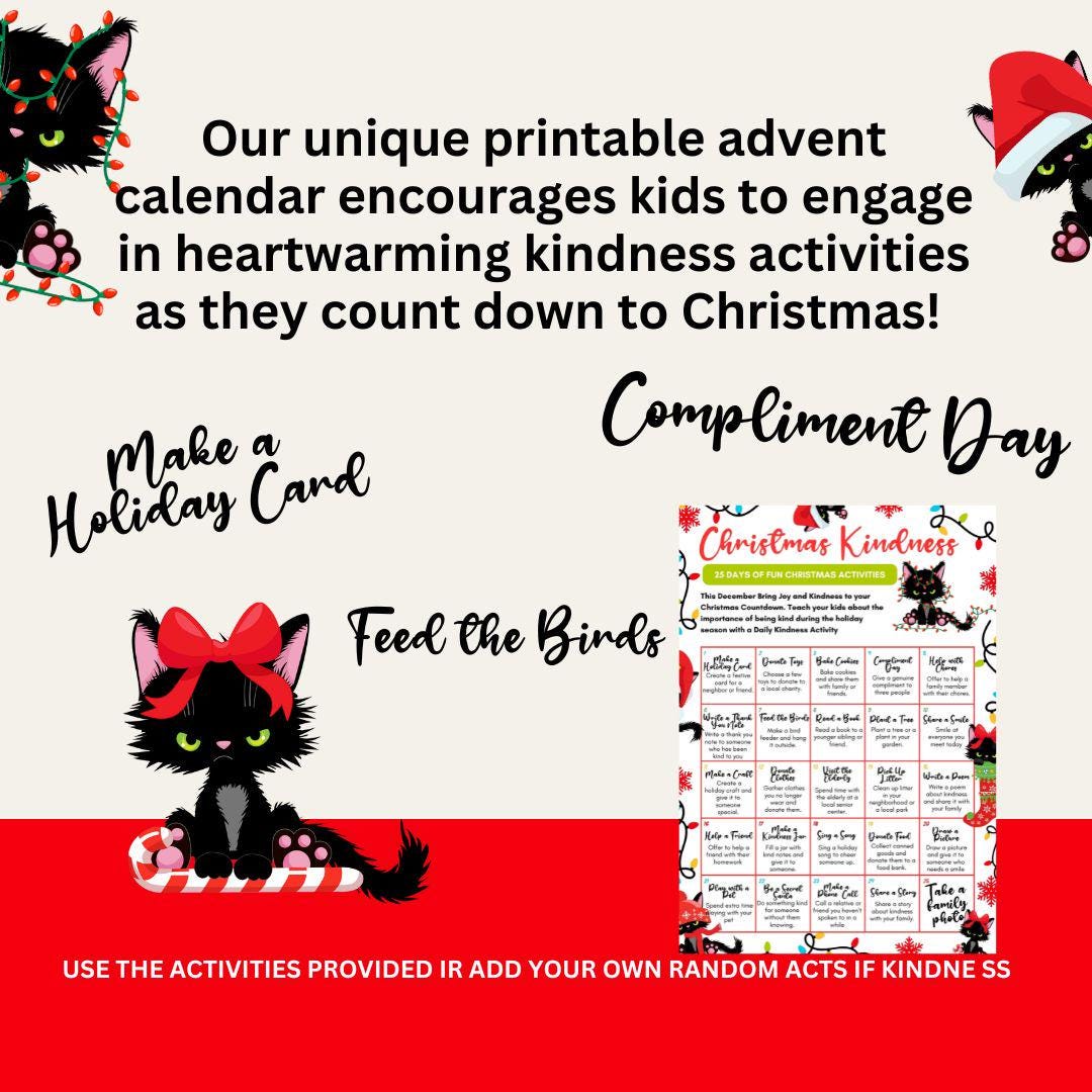 Acts of Kindness Advent Calendar for Kids - Printable Christmas ...