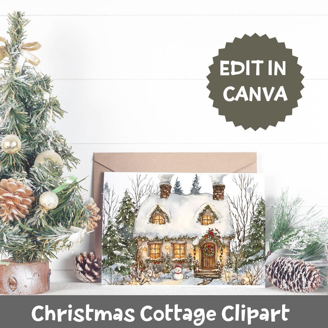 Whimsical Christmas Cottage Clipart - Cozy Winter House PNG ...