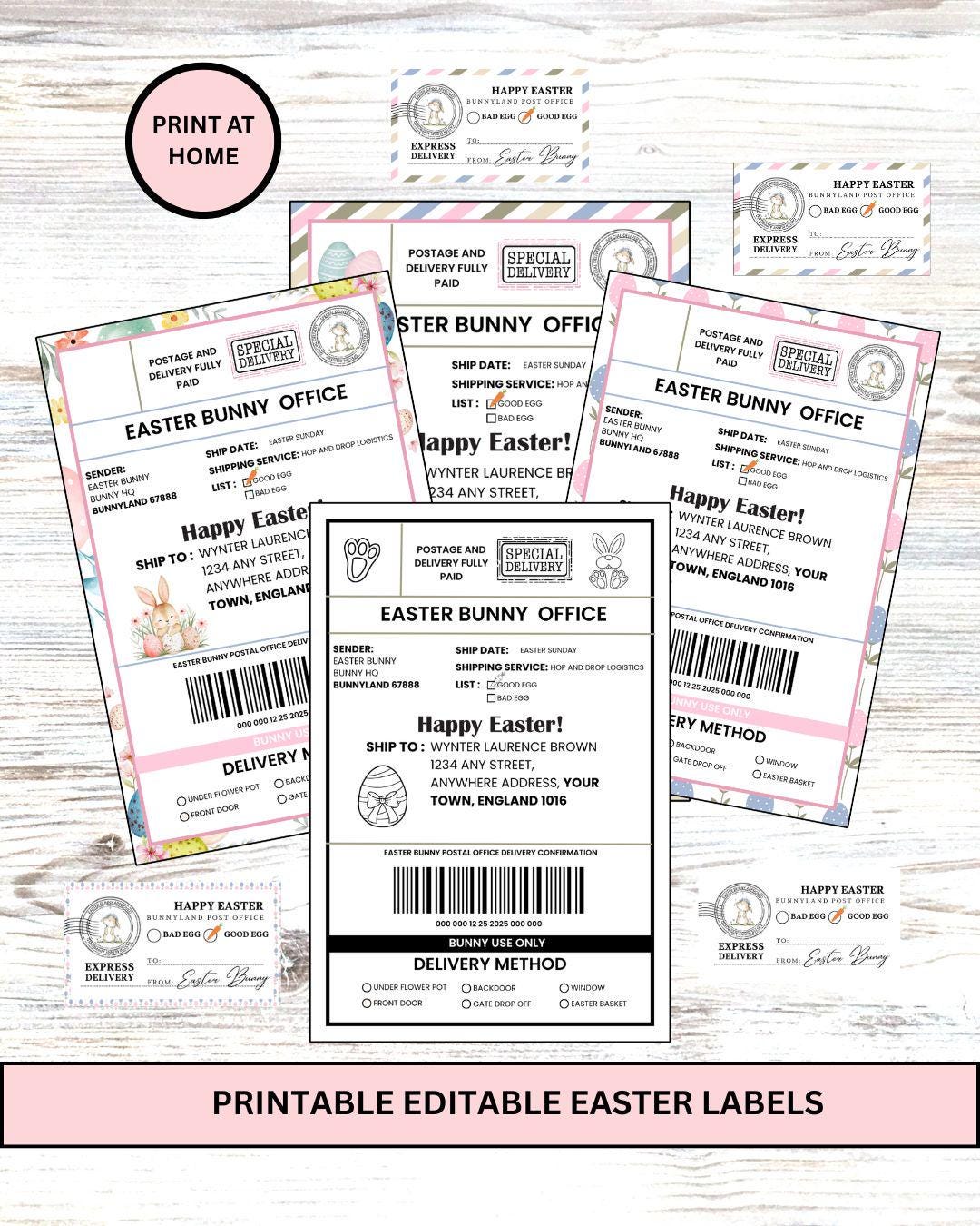 Printable Easter Delivery Labels, Easter Mail Tag, Bunny Approved Label ...