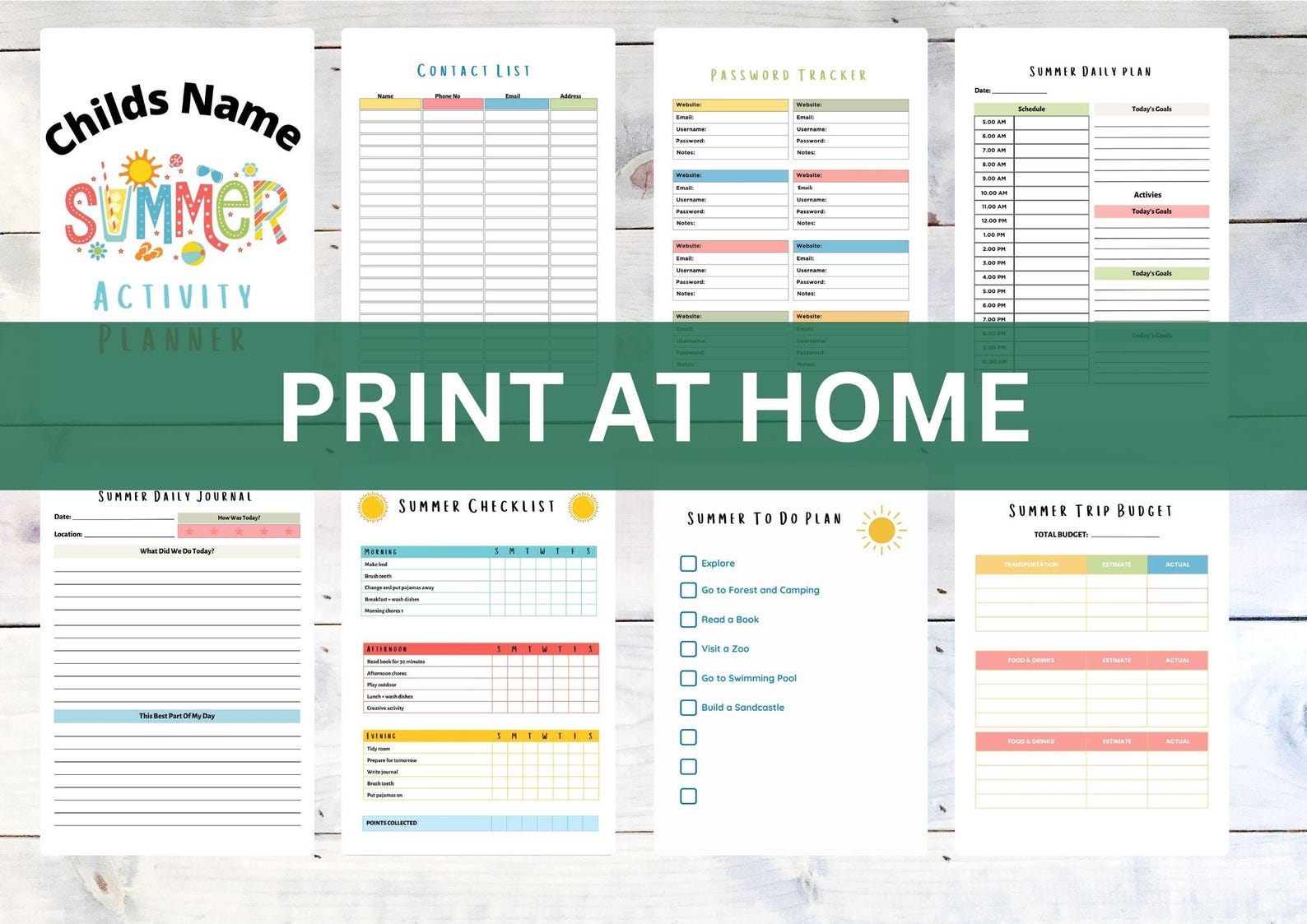 Kids Summer Activity Planner 2024: Fun Templates, Reading Challenge ...