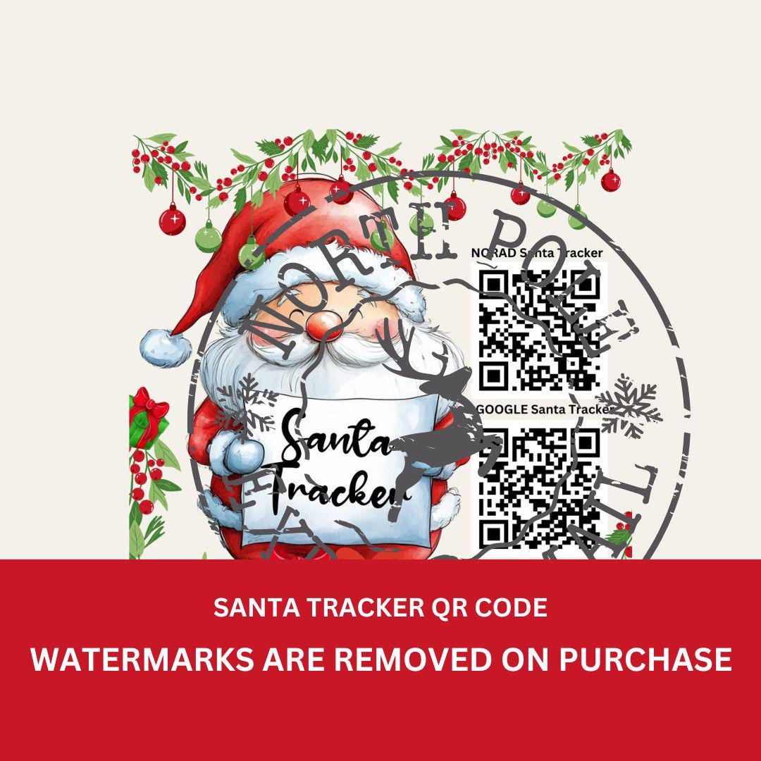 Santa Tracker QR Code: Christmas Eve Ornament PNG (digital Download) - Etsy
