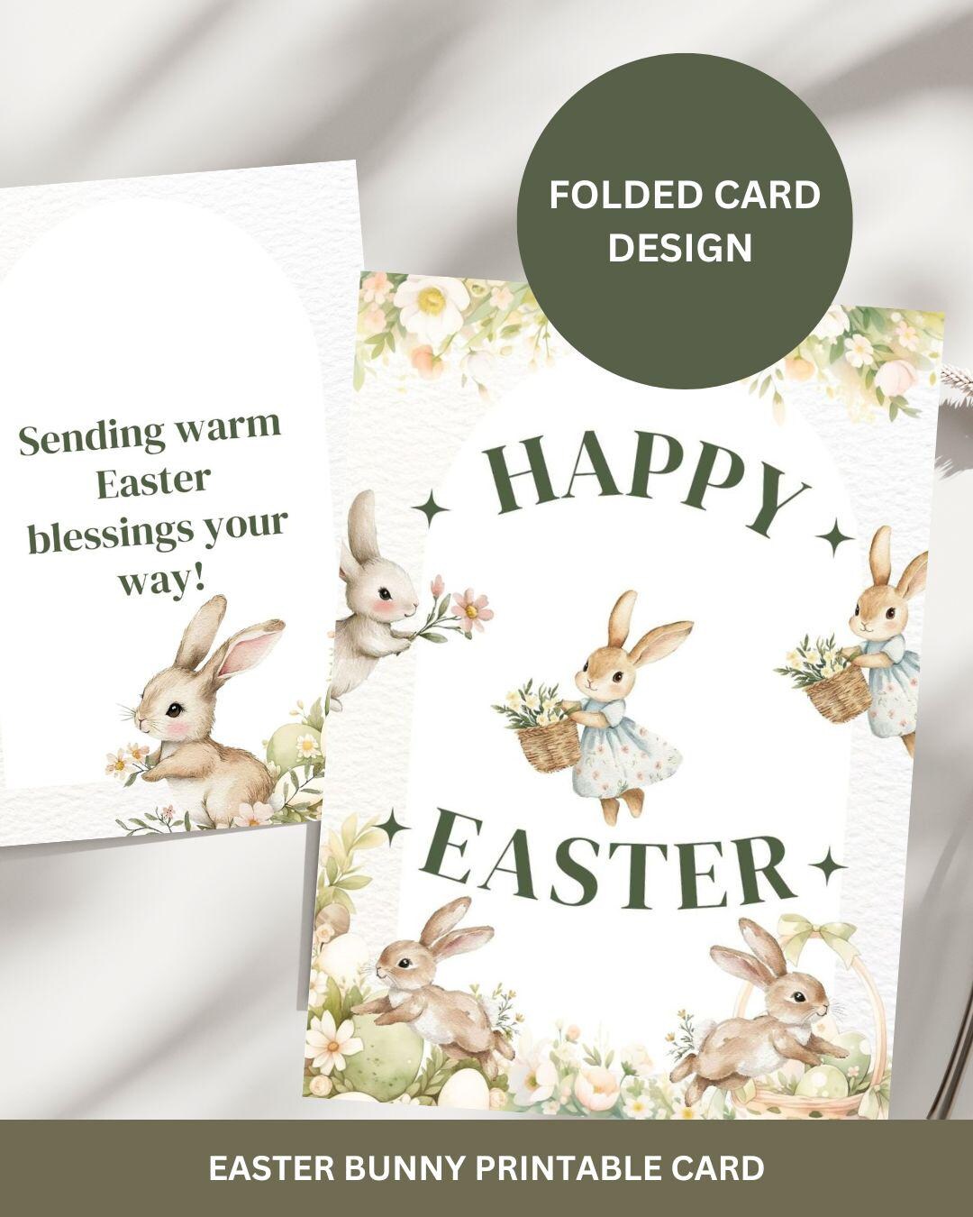 Easter Bunny Folded Card – Printable Spring Decor (digital Download) - Etsy