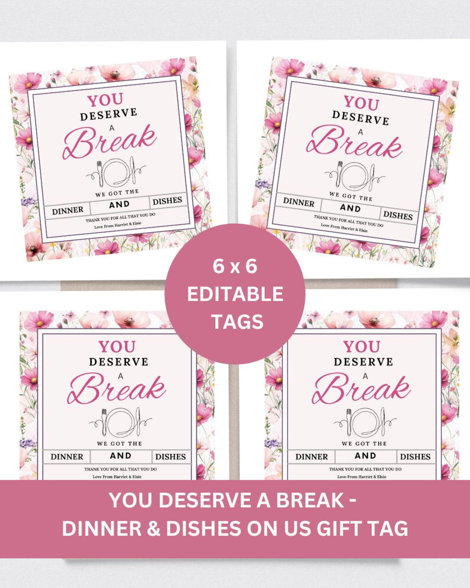 Dinner & Dishes Gift Tag: Teacher Thank You (digital Download) - Etsy