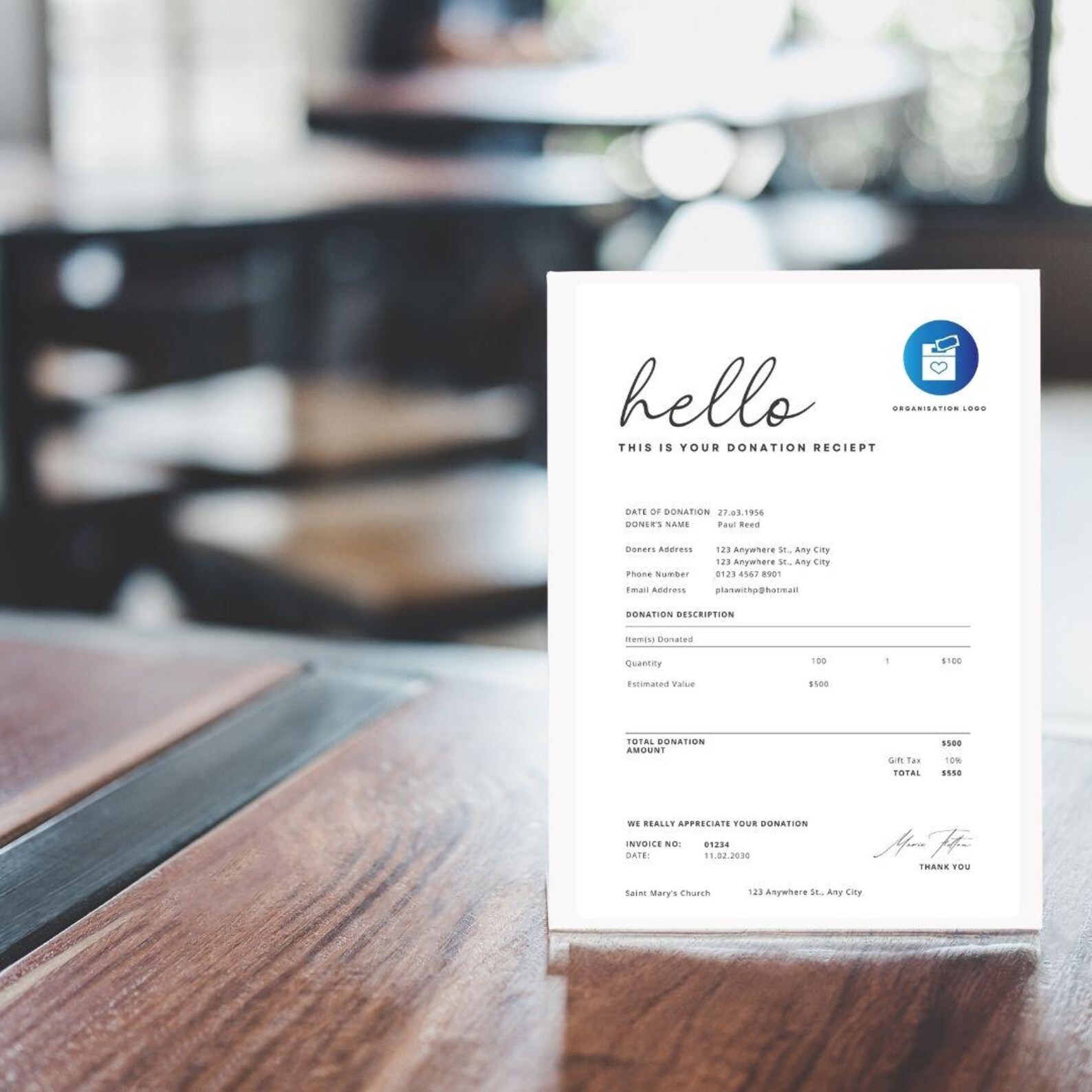 Editable Fundraiser Order Form: School Donation Receipt Template (canva ...