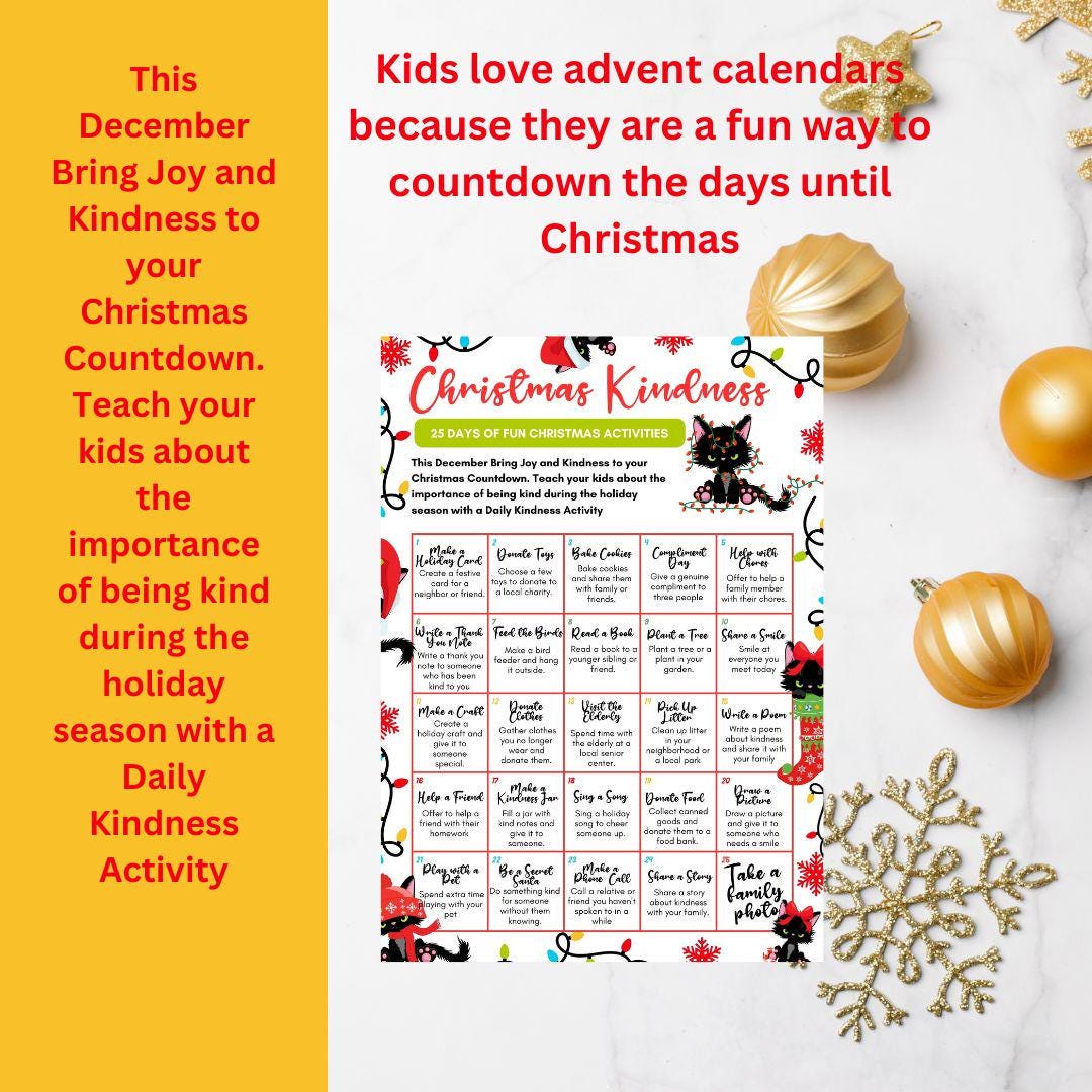 Acts of Kindness Advent Calendar for Kids - Printable Christmas ...