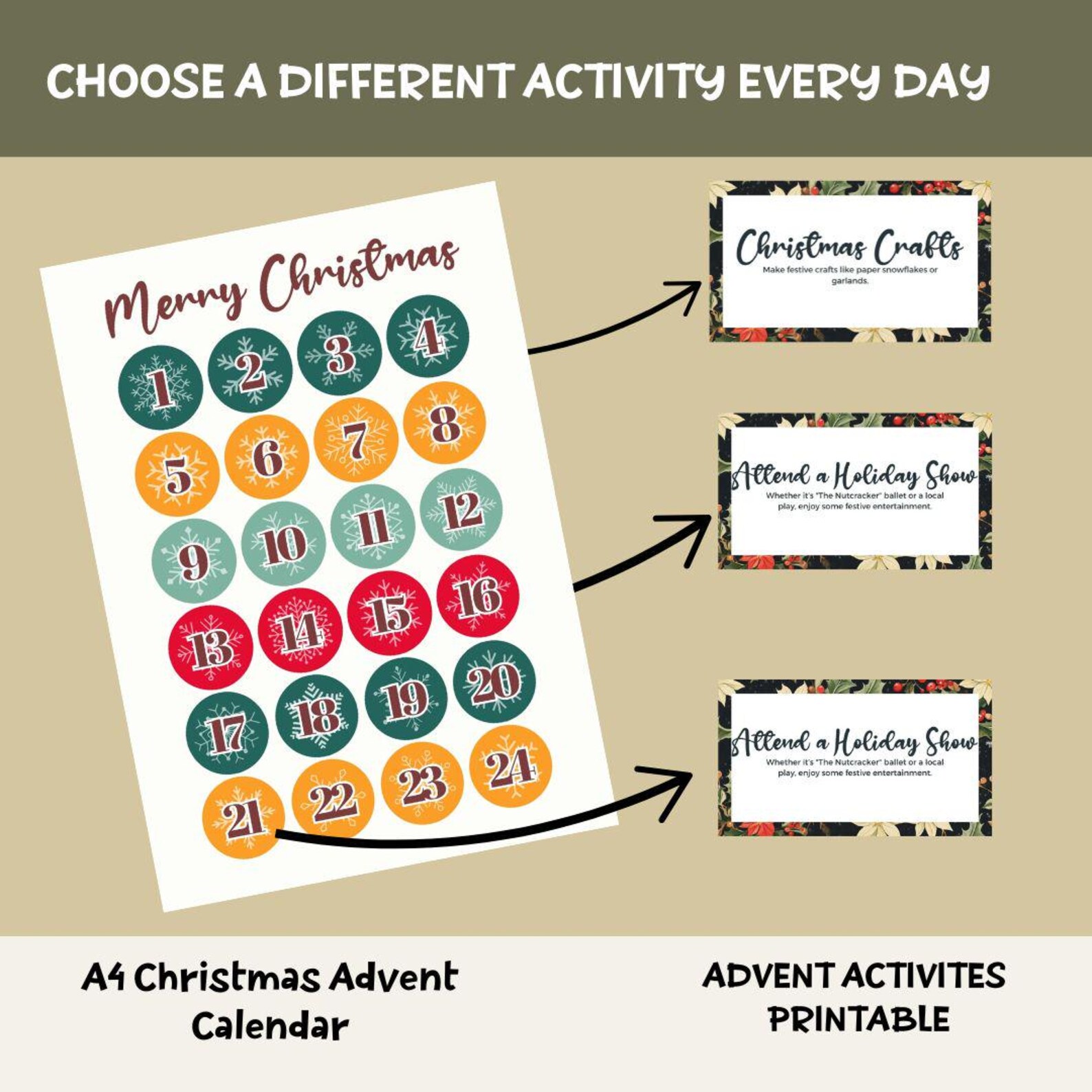 Printable Advent Calendar for Children - Christmas Activities, Advent ...