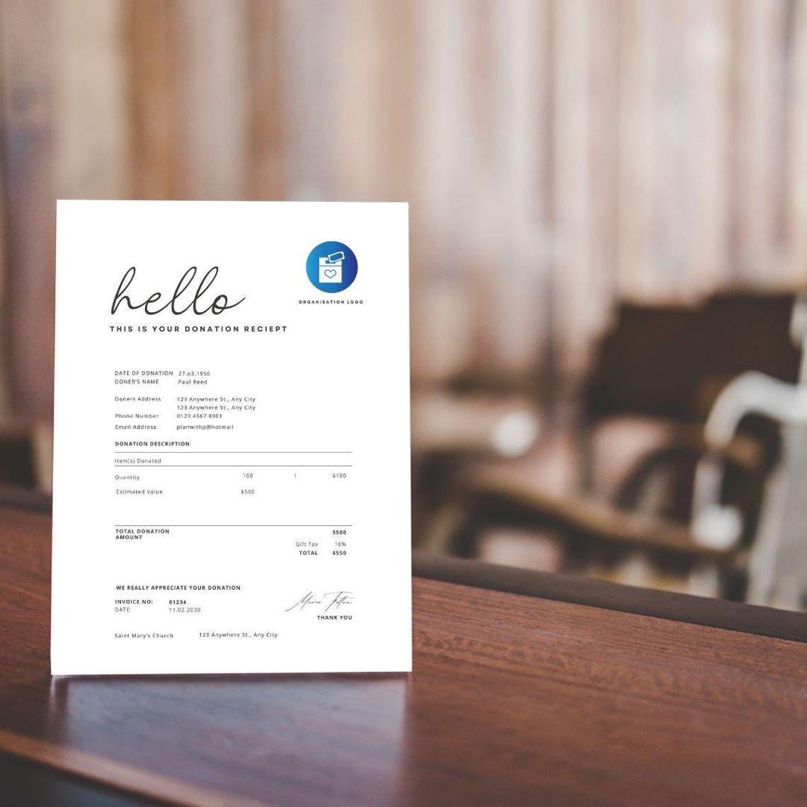Editable Fundraiser Order Form: School Donation Receipt Template (canva ...