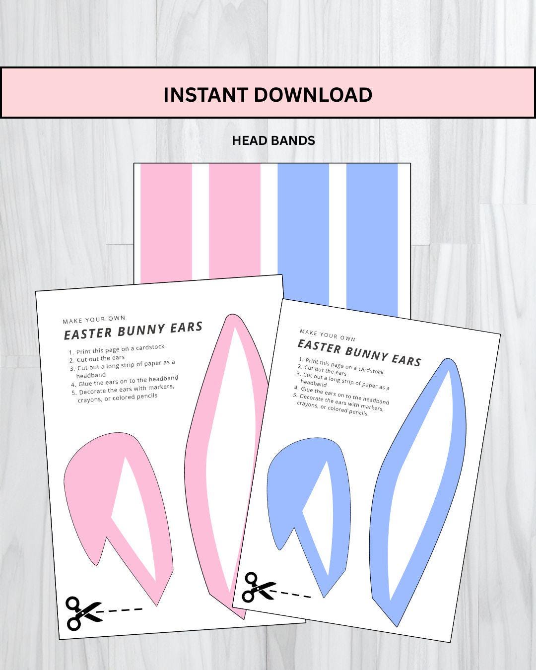 Bunny Ears Printable Template, Kids Craft, Easter Activity Sheet, DIY ...