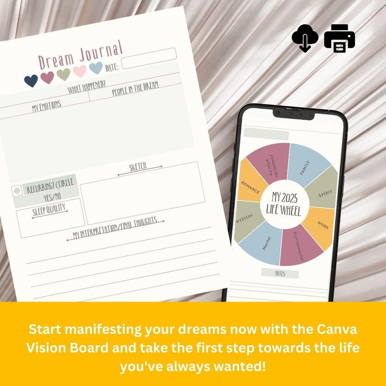 Canva Vision Board Template Digital Dream Board Editable Goals Board ...