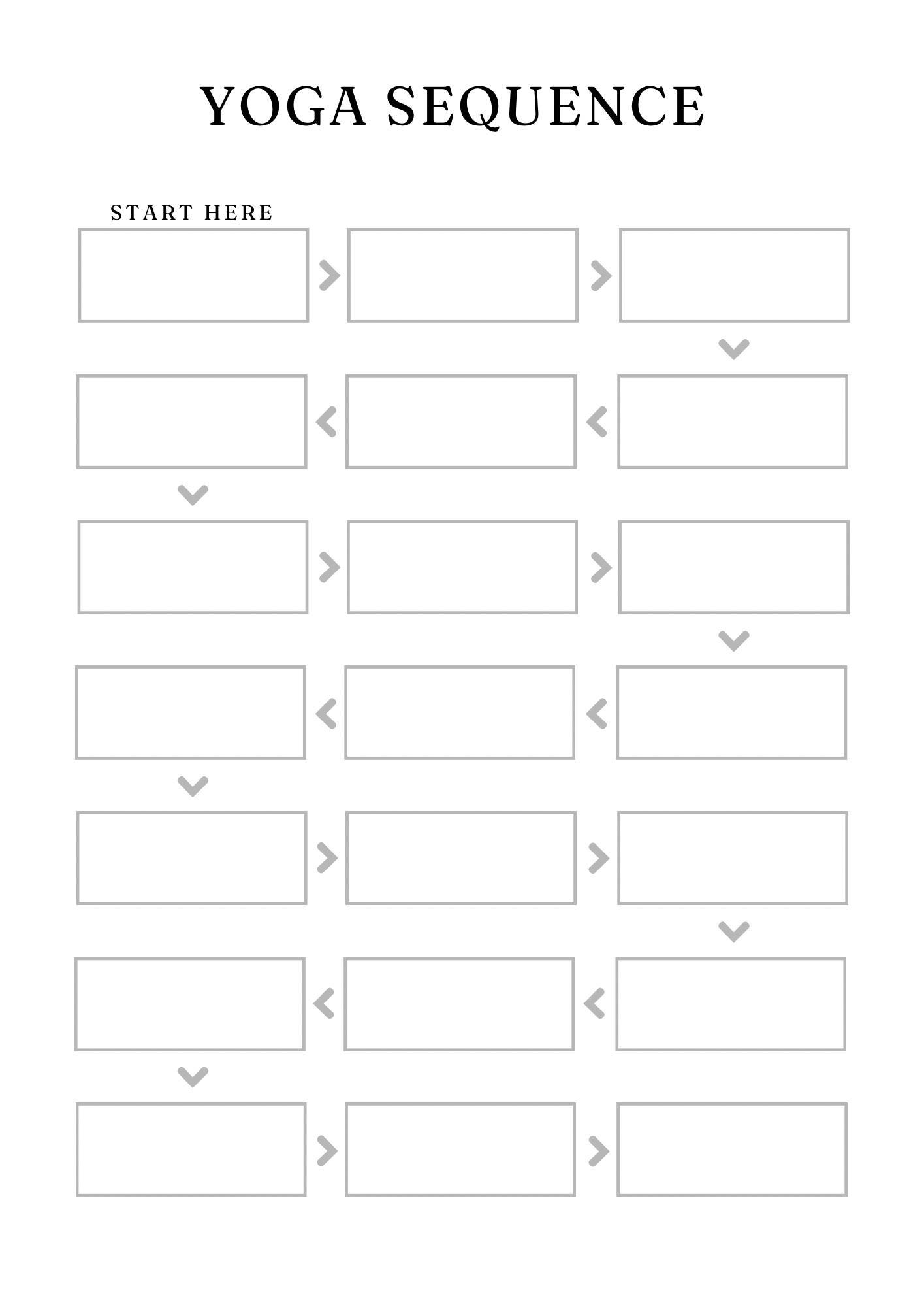 Yoga Sequence Planner, Printable Yoga Journal, Canva Template for ...
