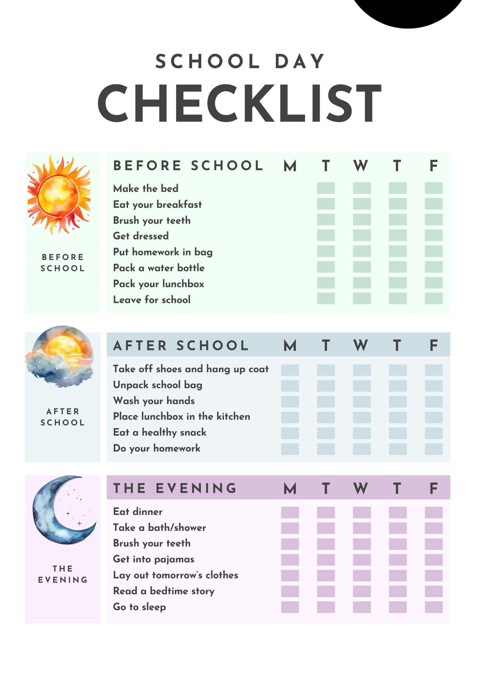 Daily Summer Checklist Editable, Kids Planner, Chore Chart for Children ...